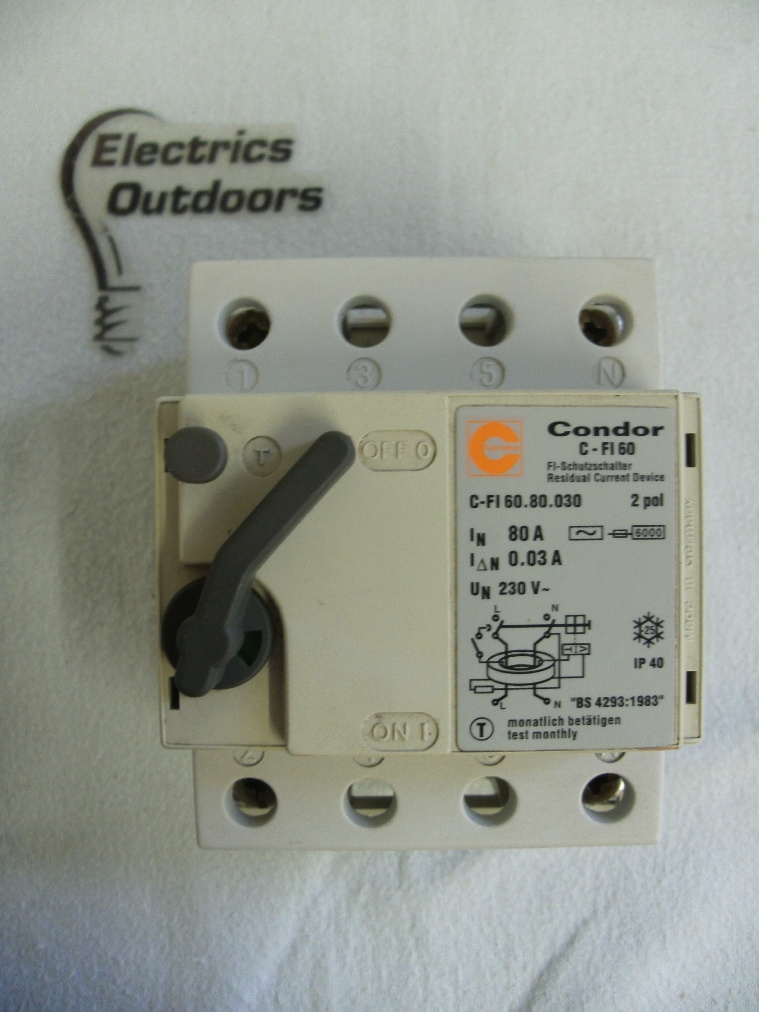 CONDOR 80 AMP 30mA DOUBLE POLE RCD C FI 60 80 030 Used | Circuit ...