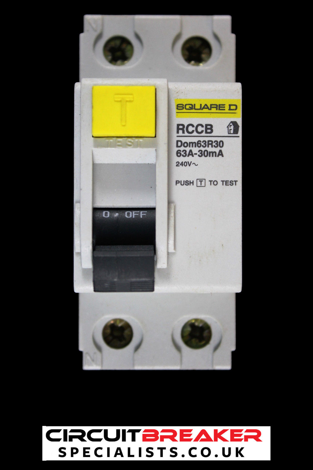 SQUARE D 63 AMP 30mA DOUBLE POLE RCCB RCD TYPE AC DOM63R30 Used ...