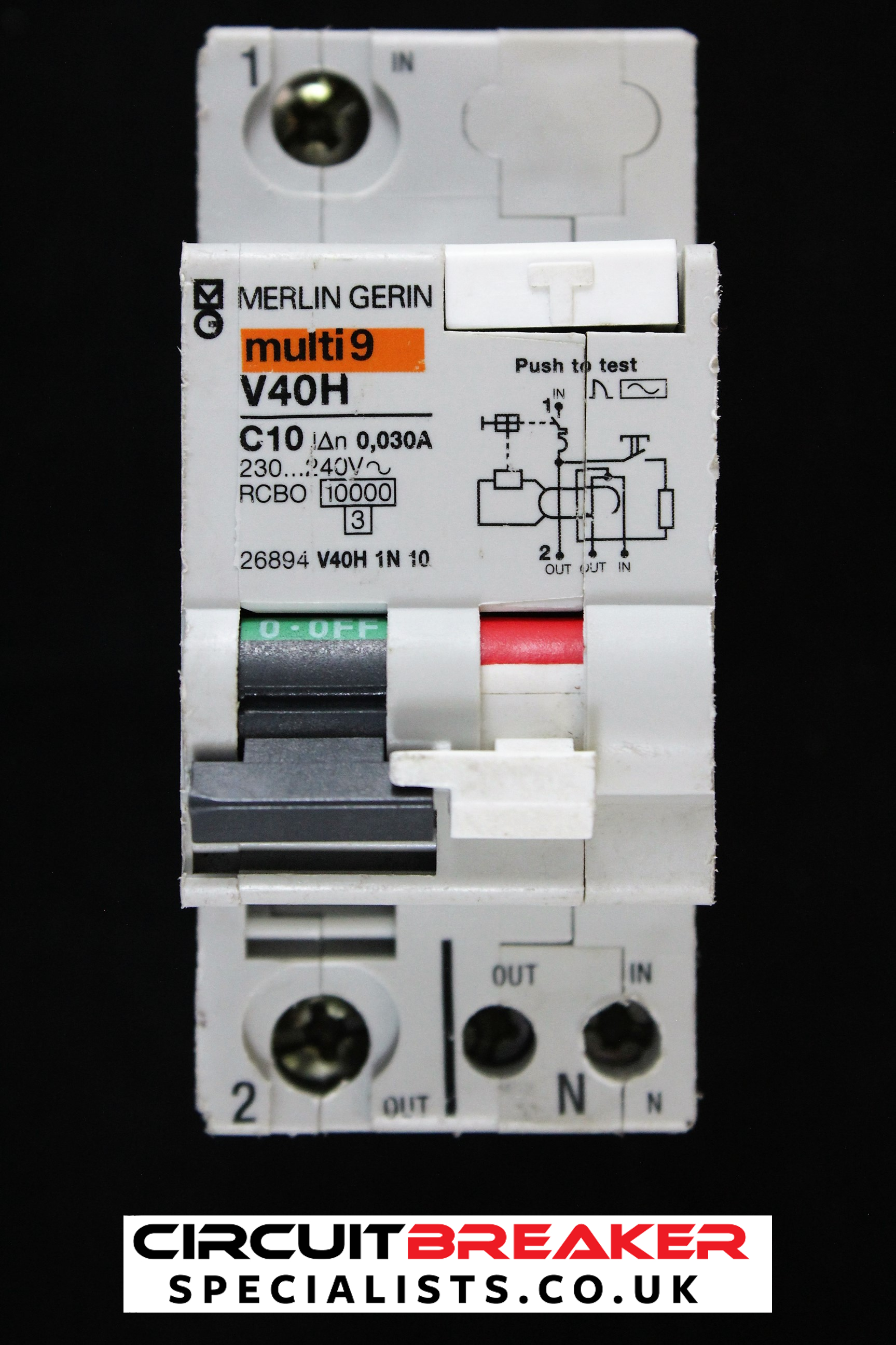 MERLIN GERIN 10 AMP CURVE C 10kA 30mA DOUBLE POLE RCBO TYPE AC V40H ...
