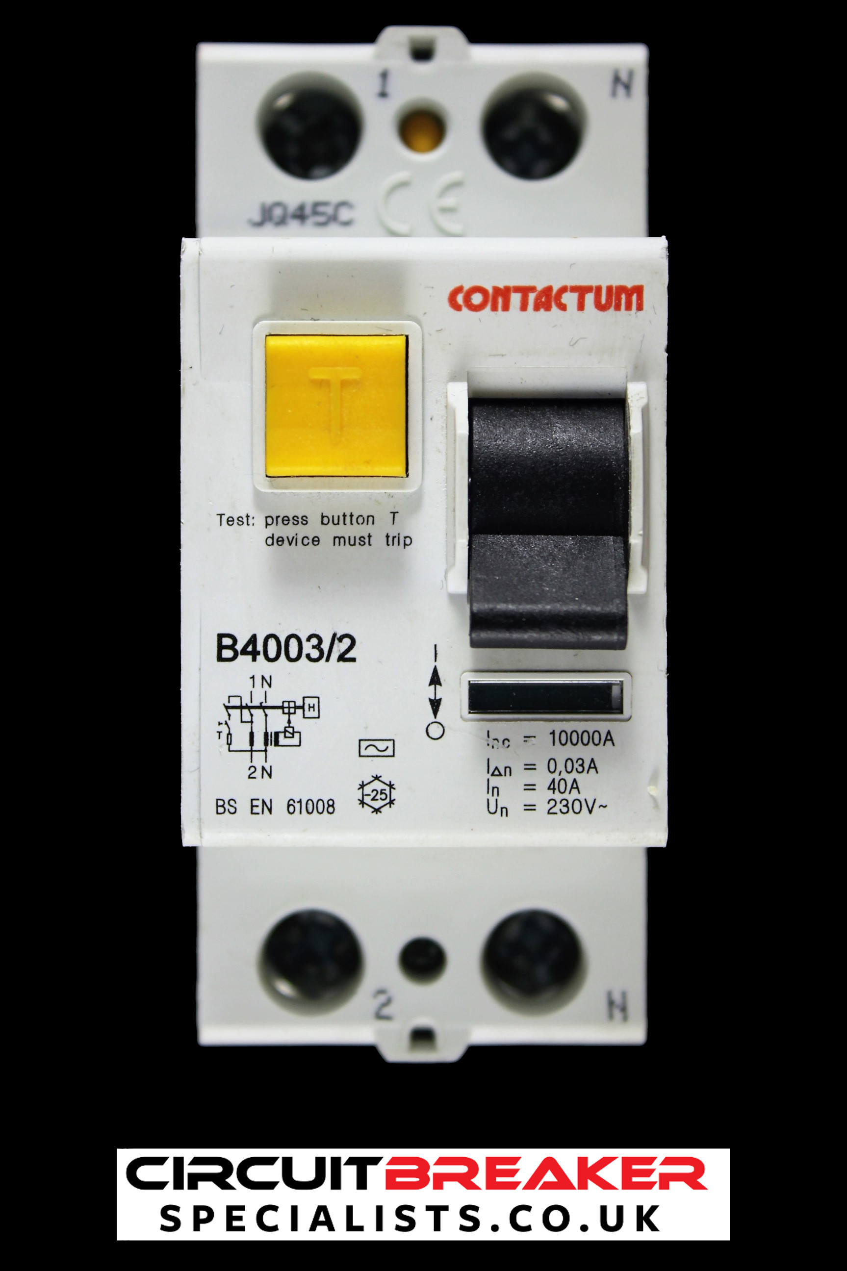 CONTACTUM 40 AMP 30mA DOUBLE POLE RCCB RCD TYPE AC B4003/2 Used ...