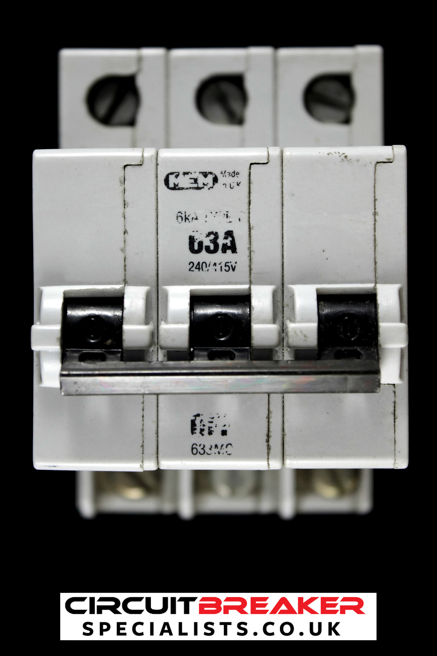 MEM 63 AMP CURVE C 6kA TRIPLE POLE MCB CIRCUIT BREAKER 633MC Used | Circuit Breaker Specialists