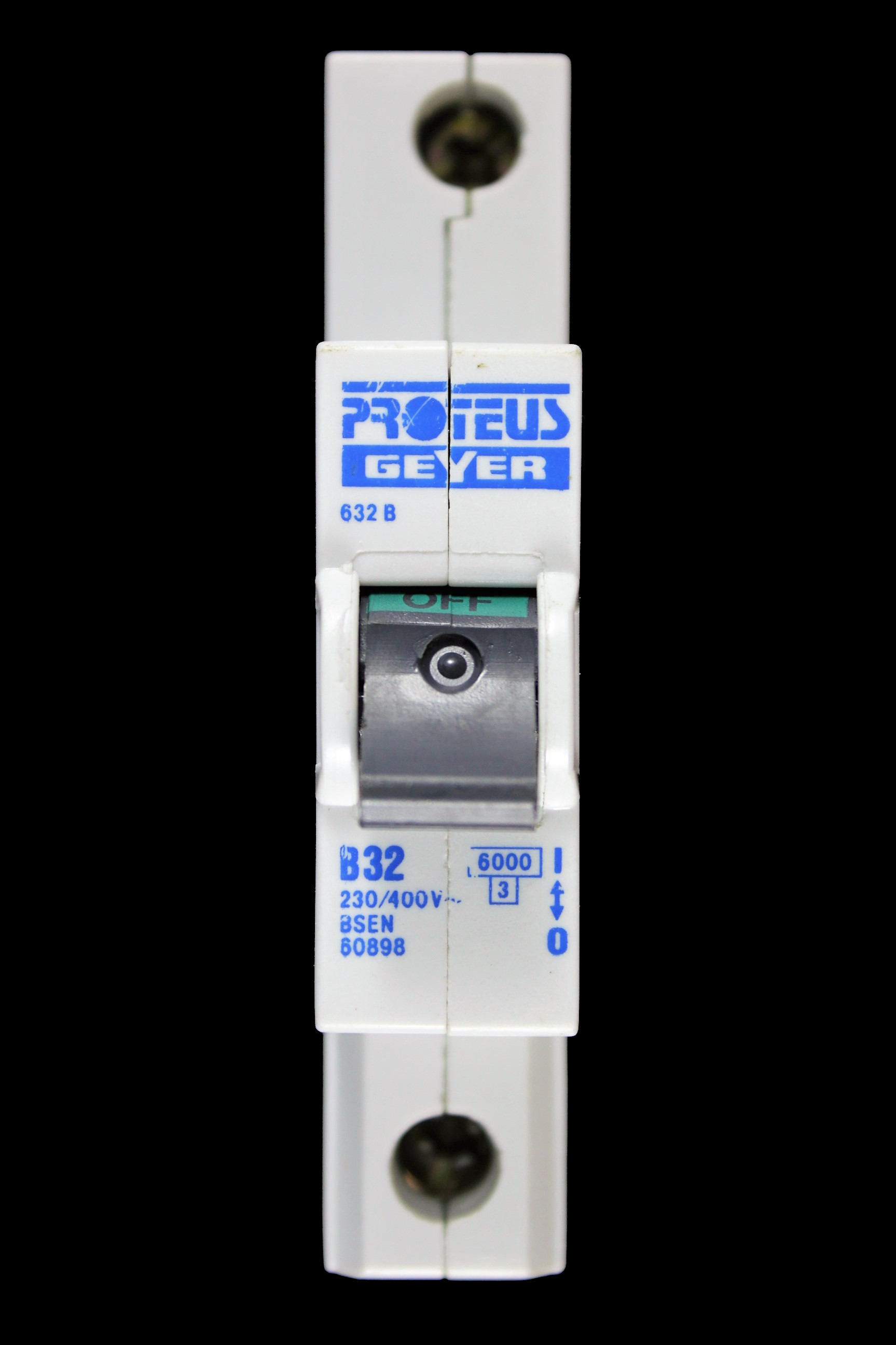 PROTEUS 32 AMP CURVE B 6kA MCB CIRCUIT BREAKER 632B GEYER BLACK CLIP Used | Circuit Breaker ...