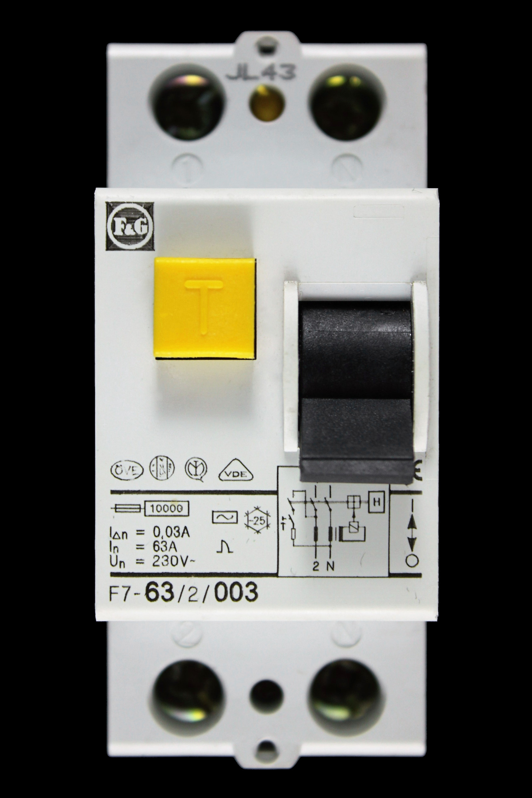 F&G 63 AMP 30mA DOUBLE POLE RCD TYPE AC F7-63/2/003 Used | Circuit ...