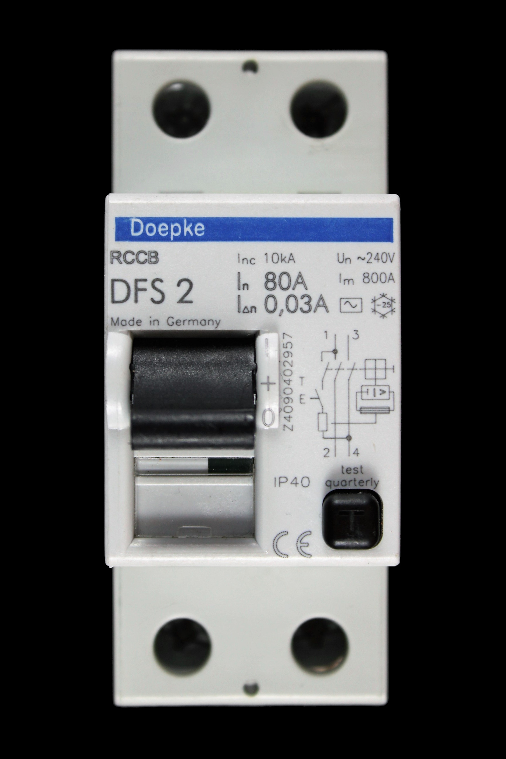 DOEPKE 80 AMP 30mA DOUBLE POLE RCCB RCD TYPE AC DFS2 Used | Circuit ...