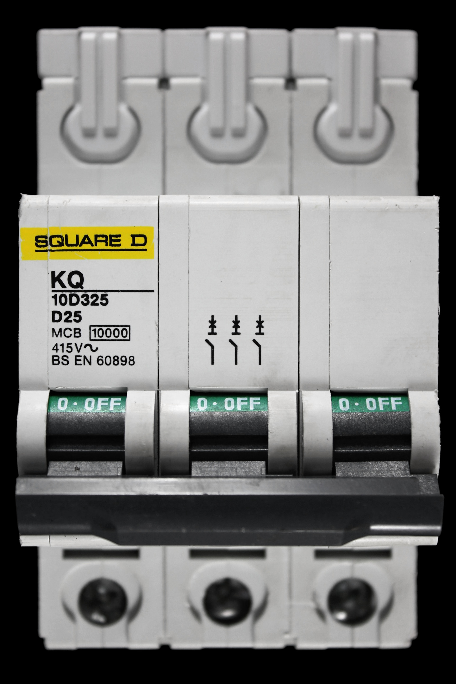 SQUARE D 25 AMP CURVE D 10kA TRIPLE POLE MCB CIRCUIT BREAKER KQ 10D325 Used | Circuit Breaker ...