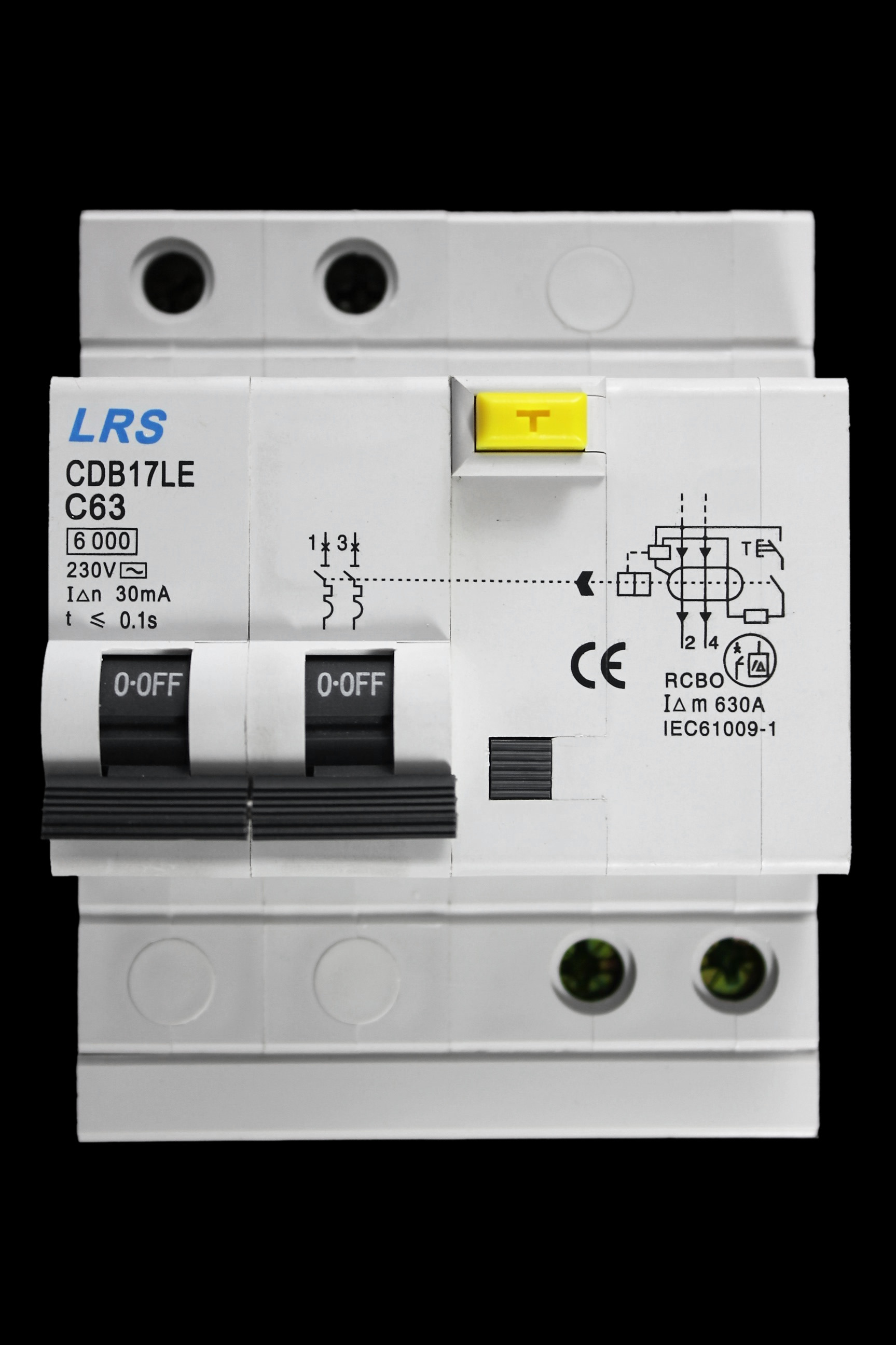 LRS 63 AMP CURVE C 6kA 30mA DOUBLE POLE RCBO TYPE AC CDB17LE New ...