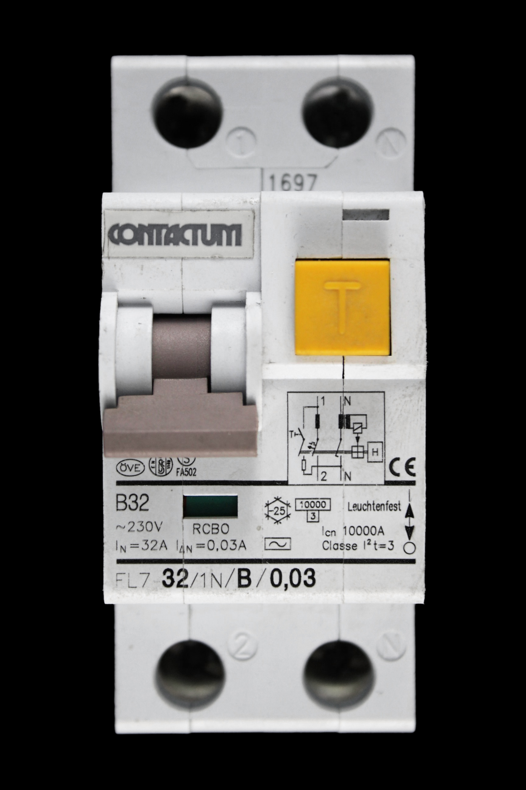 CONTACTUM 32 AMP CURVE B 10kA 30mA DOUBLE POLE RCBO FL7-32/1N/B/0,03 ...