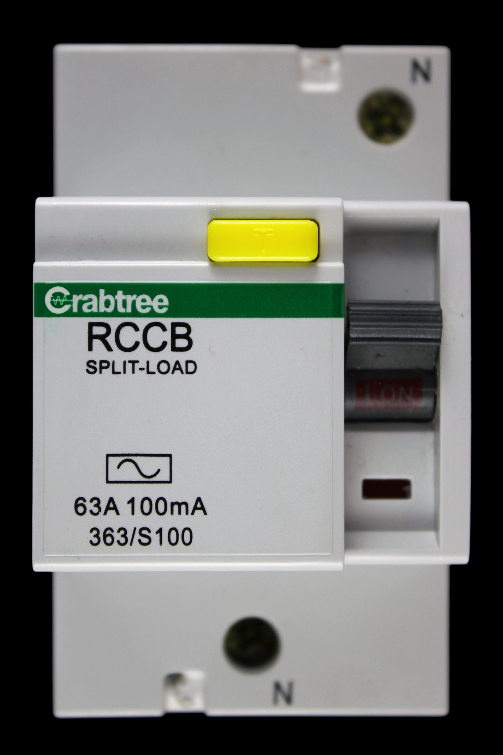 CRABTREE 63 AMP 100mA DOUBLE POLE RCCB RCD STARBREAKER 363/S100 New ...