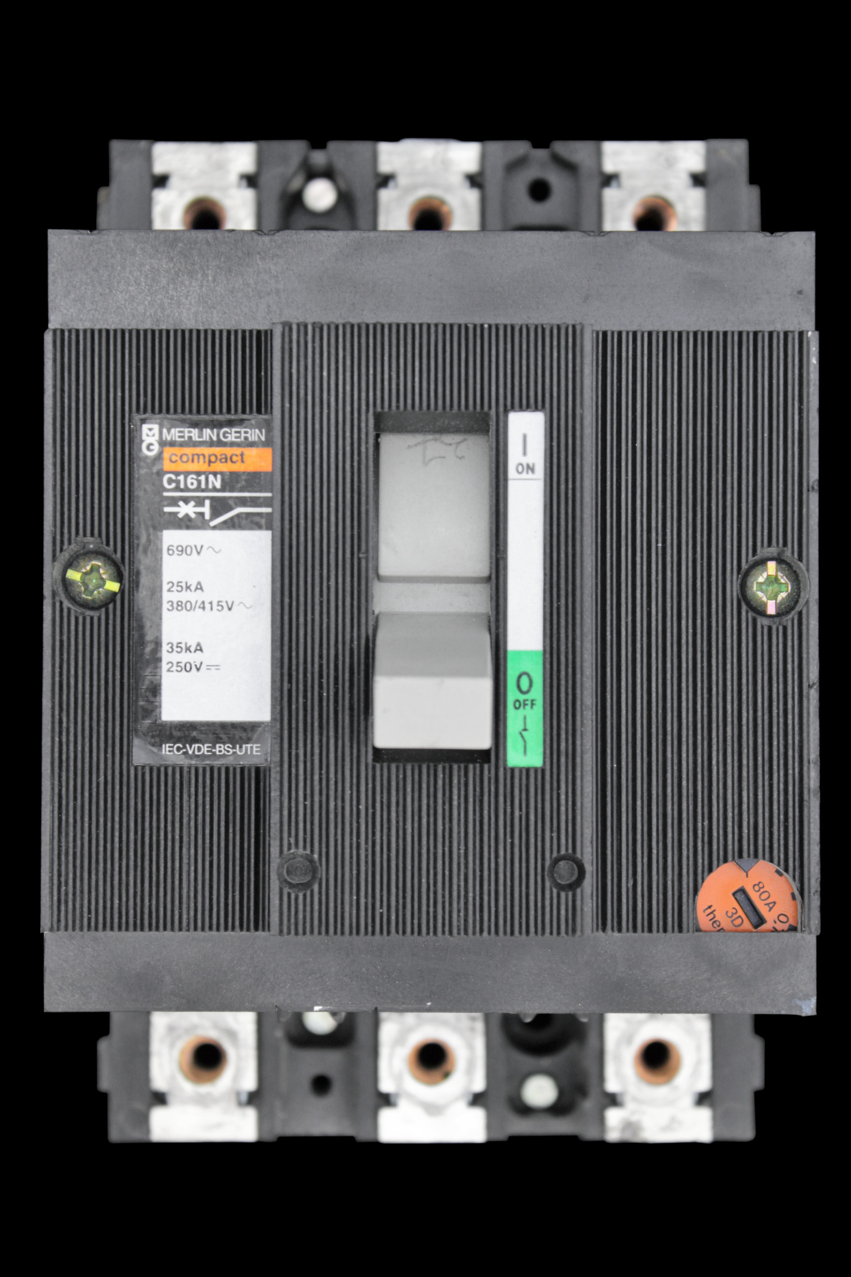 MERLIN GERIN 80 AMP 25kA TRIPLE POLE MCCB C161N Used | Circuit Breaker ...