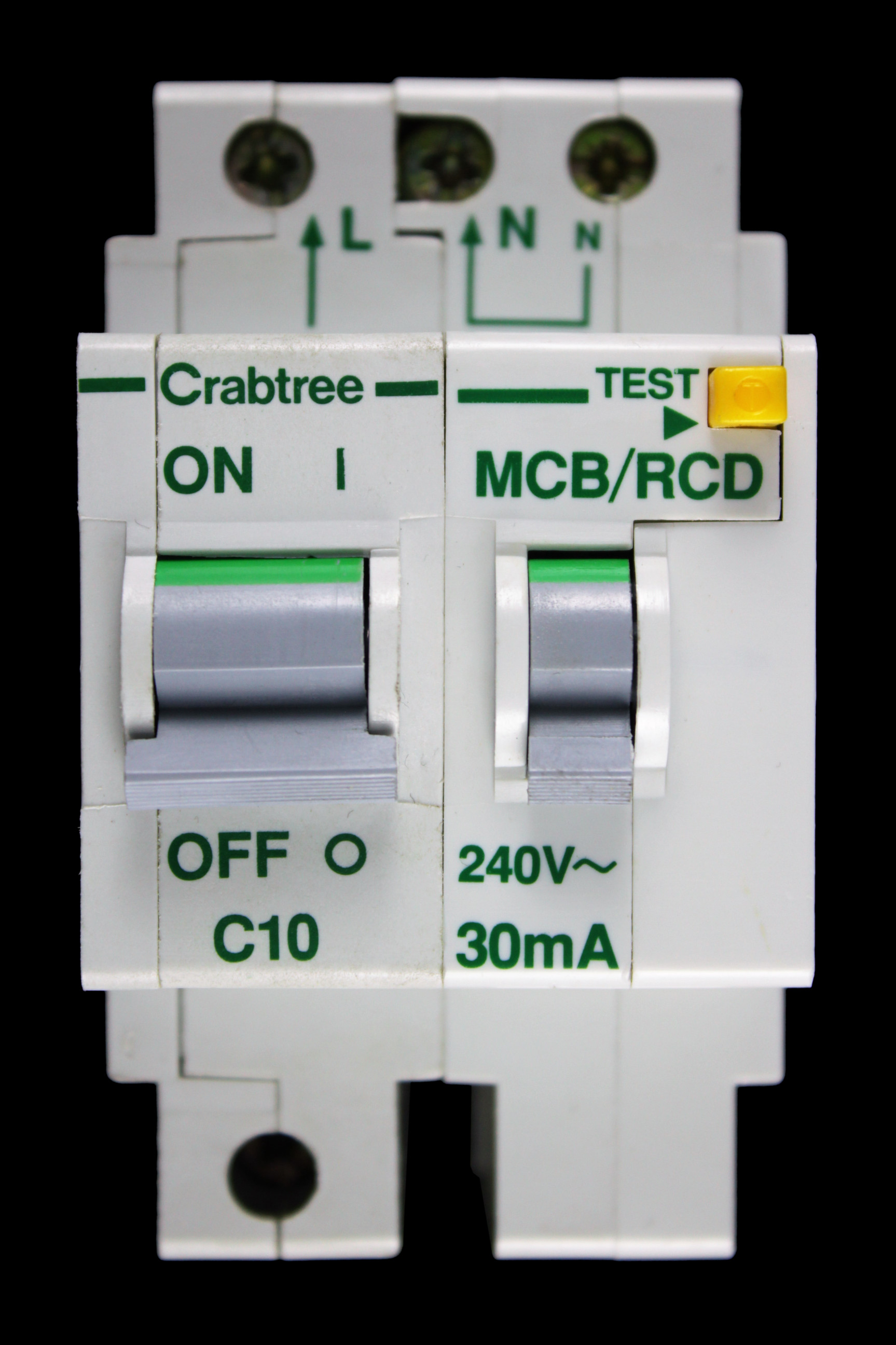 CRABTREE 10 AMP CURVE C M9 30mA DOUBLE POLE MCB/RCD RCBO POLESTAR Used | Circuit Breaker Specialists