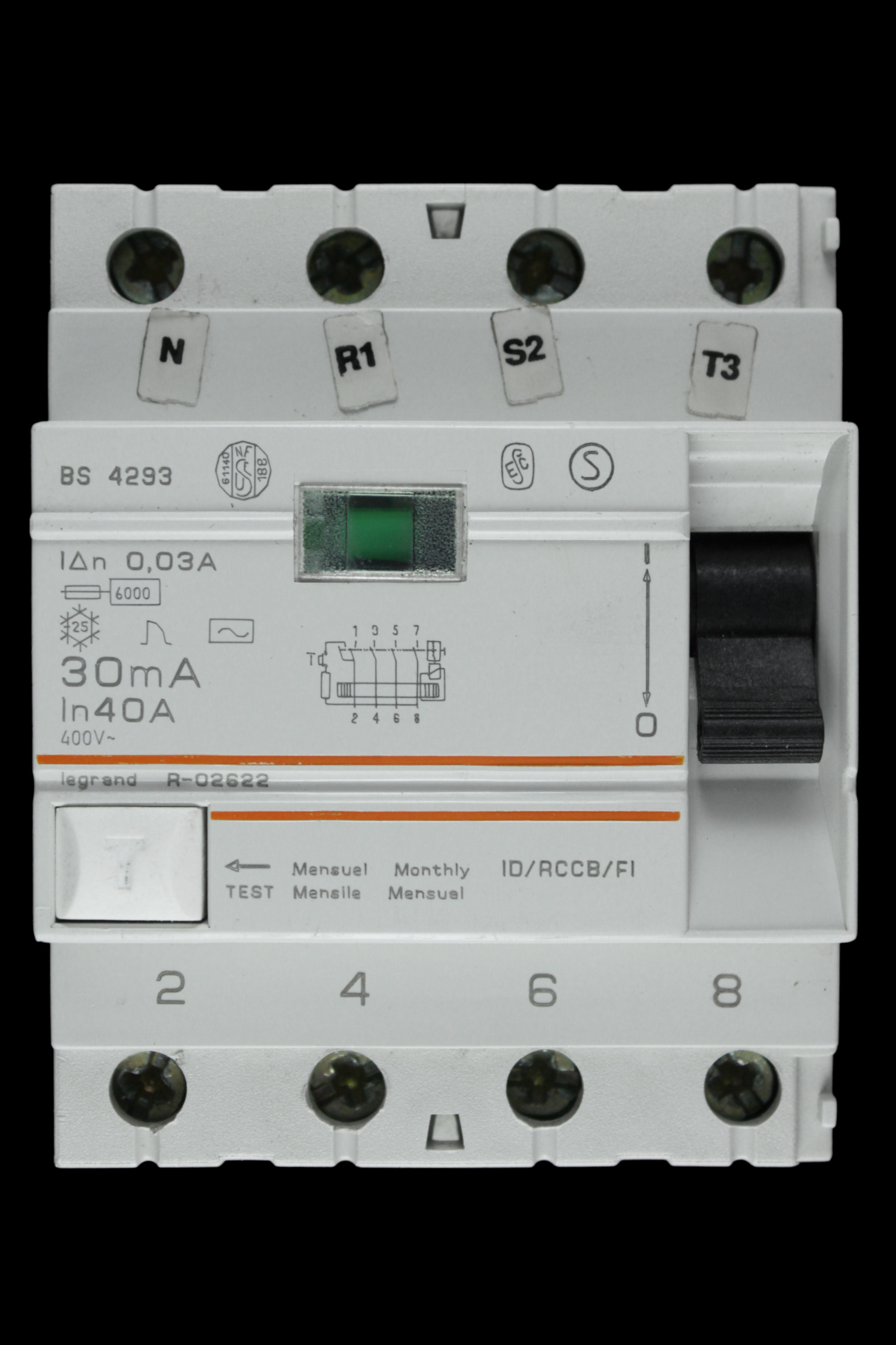LEGRAND 40 AMP 30mA FOUR POLE RCCB R-02622 Used | Circuit Breaker ...