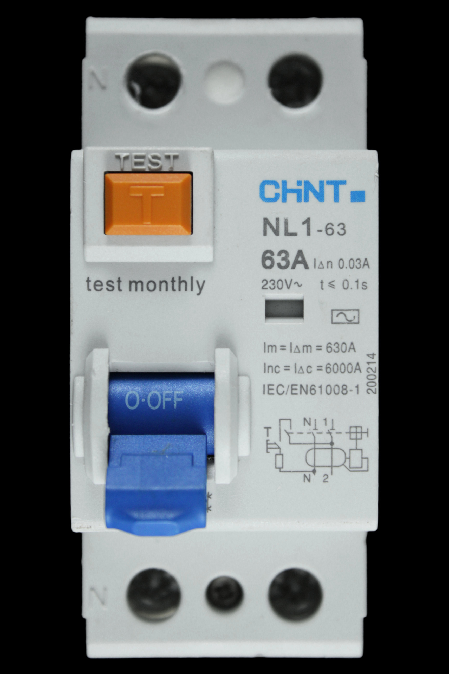 CHINT 63 AMP 30mA DOUBLE POLE RCD TYPE AC NL1-63 200214 Used | Circuit ...