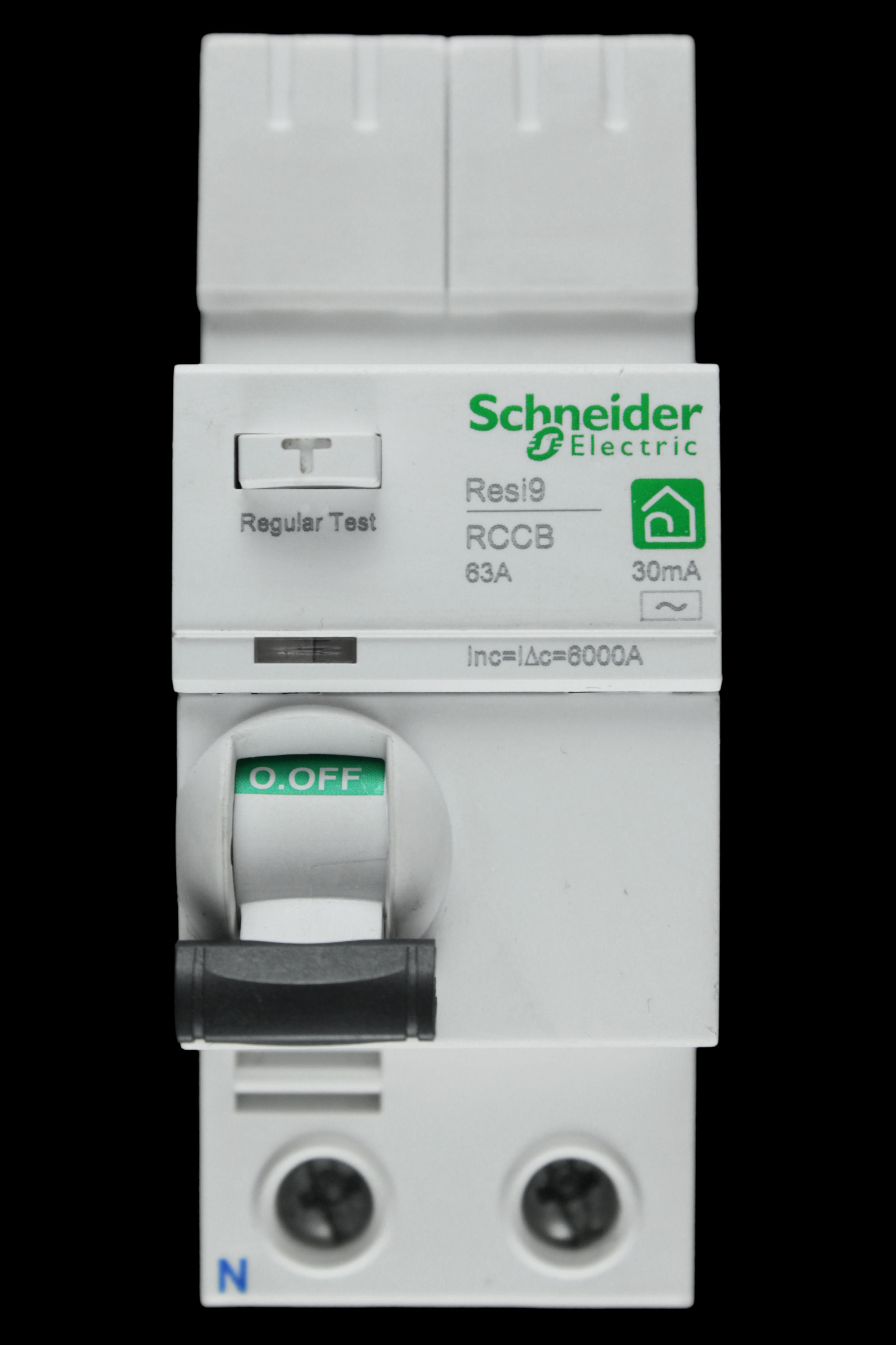 SCHNEIDER 63 AMP 30mA DOUBLE POLE RCCB RCD TYPE AC R9R81263 RESI9 Used ...