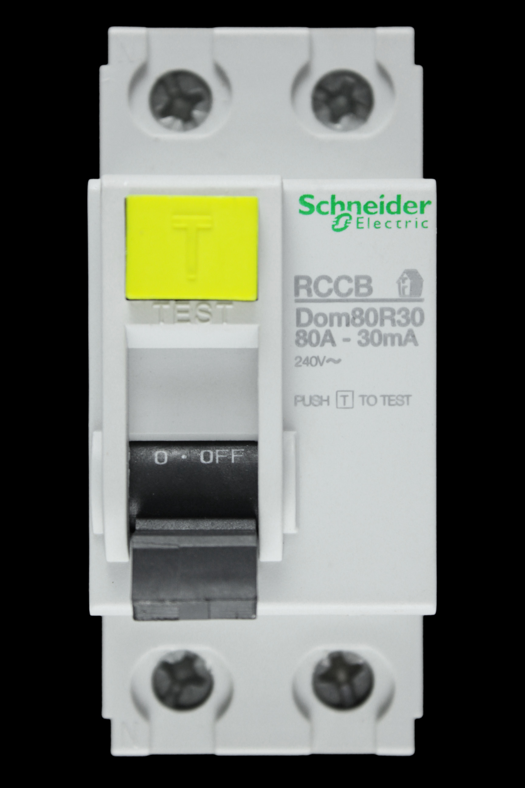 SCHNEIDER 80 AMP 30mA DOUBLE POLE RCCB RCD TYPE AC DOM80R30 Used ...