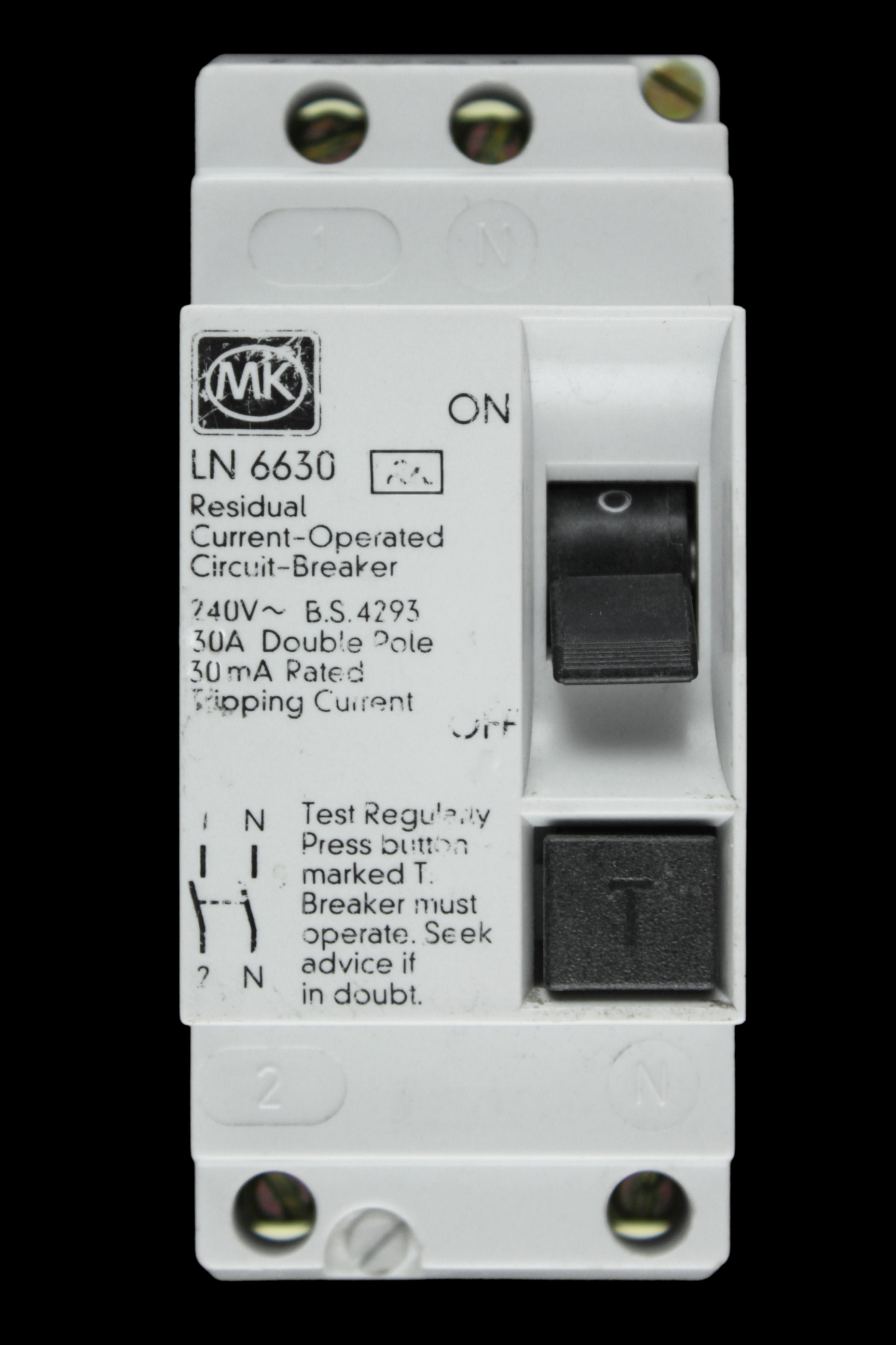 MK 30 AMP 30mA DOUBLE POLE RCCB RCD TYPE A LN 6630 Used | Circuit ...