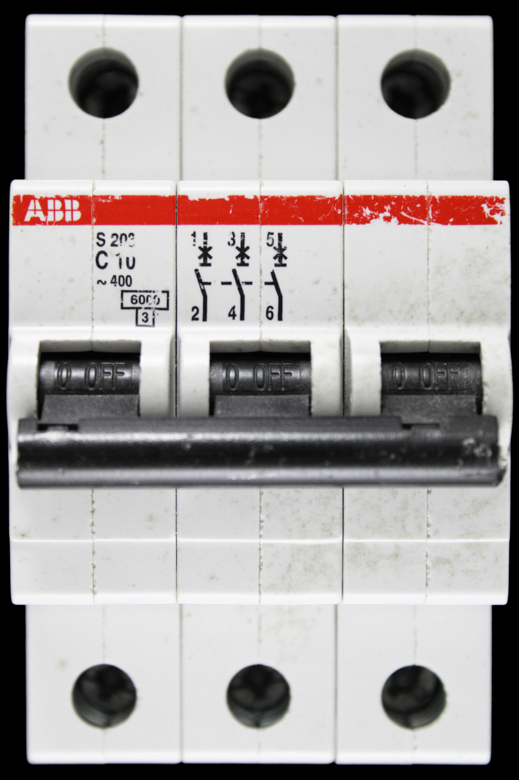 ABB 10 AMP CURVE C 6kA TRIPLE POLE MCB CIRCUIT BREAKER 2CDS253001R0104 S203 Used | Circuit ...