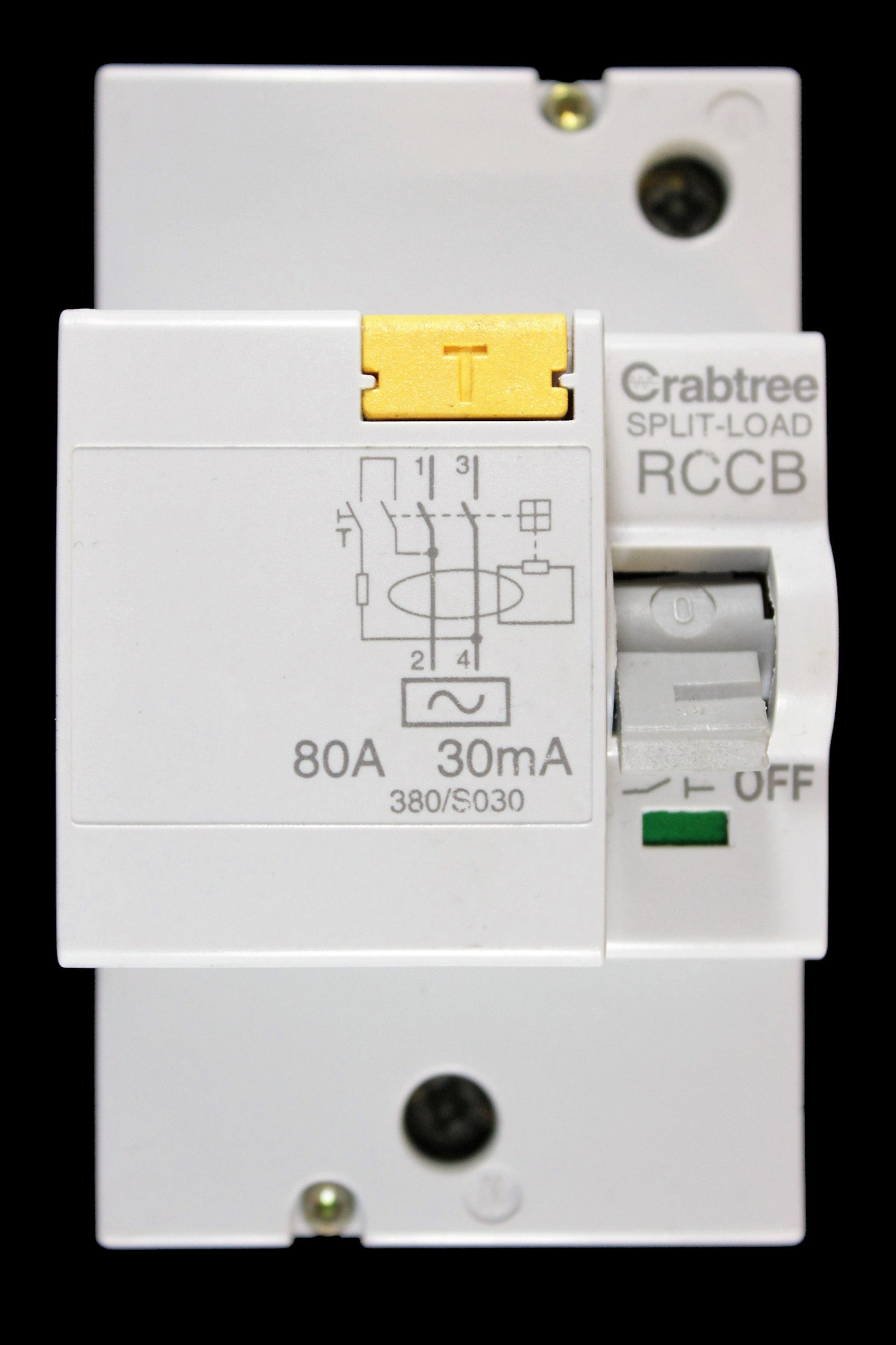 CRABTREE 80 AMP 30mA DOUBLE POLE RCCB RCD TYPE AC SPLIT LOAD STARBEAKER ...