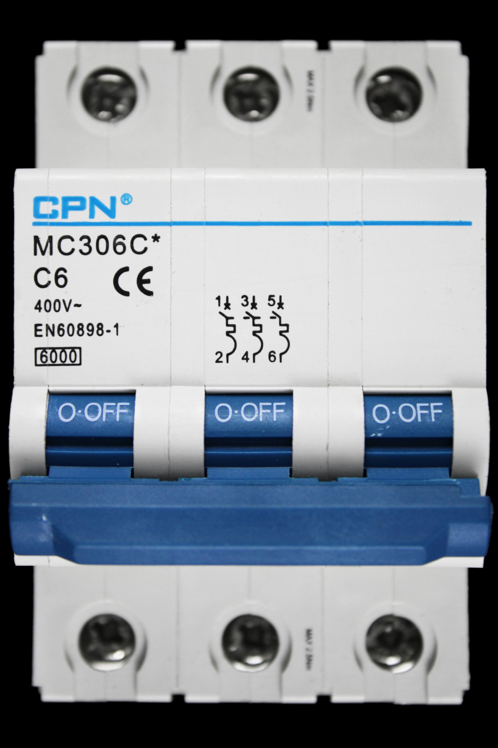 CPN 6 AMP CURVE C 6kA TRIPLE POLE MCB CIRCUIT BREAKER MC306C Used | Circuit Breaker Specialists