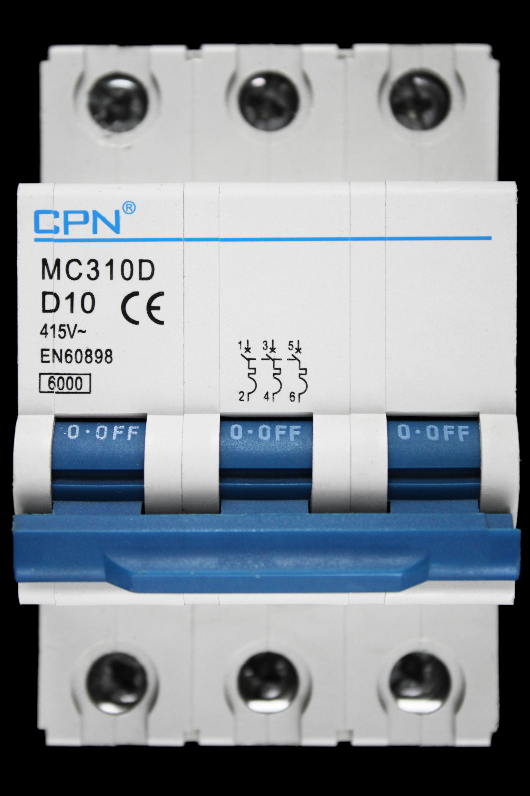 CPN 10 AMP CURVE D 6kA TRIPLE POLE MCB CIRCUIT BREAKER MC310D Used | Circuit Breaker Specialists