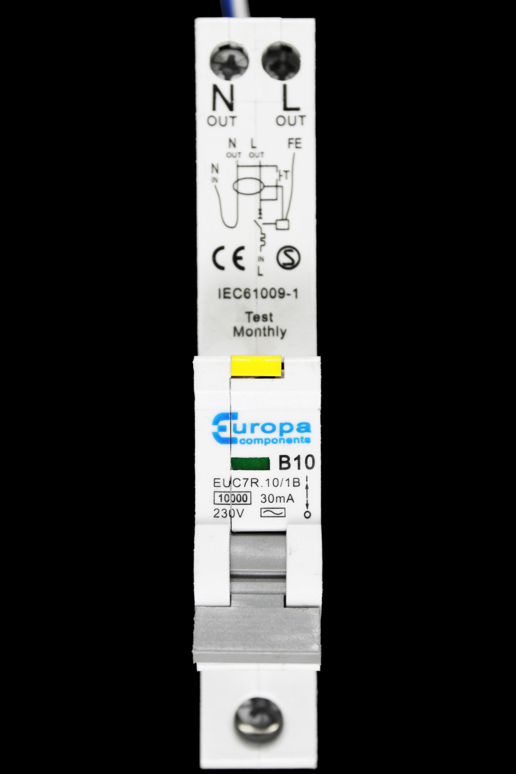 EUROPA 10 AMP CURVE B 10kA 30mA RCBO TYPE AC EUC7R.10/1B Used | Circuit ...