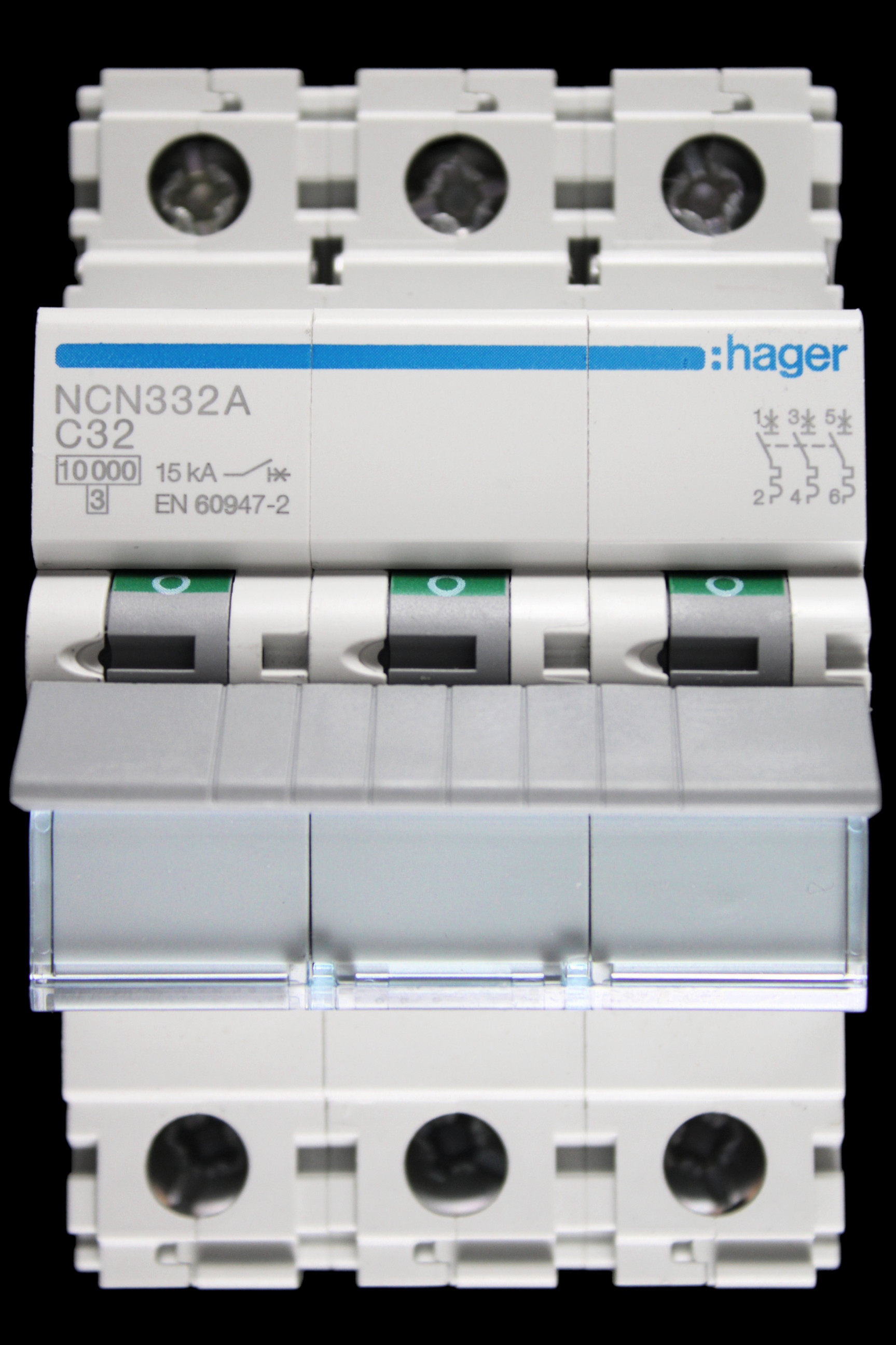 HAGER 32 AMP CURVE C 10kA TRIPLE POLE MCB CIRCUIT BREAKER 461585 NCN332A New | Circuit Breaker ...