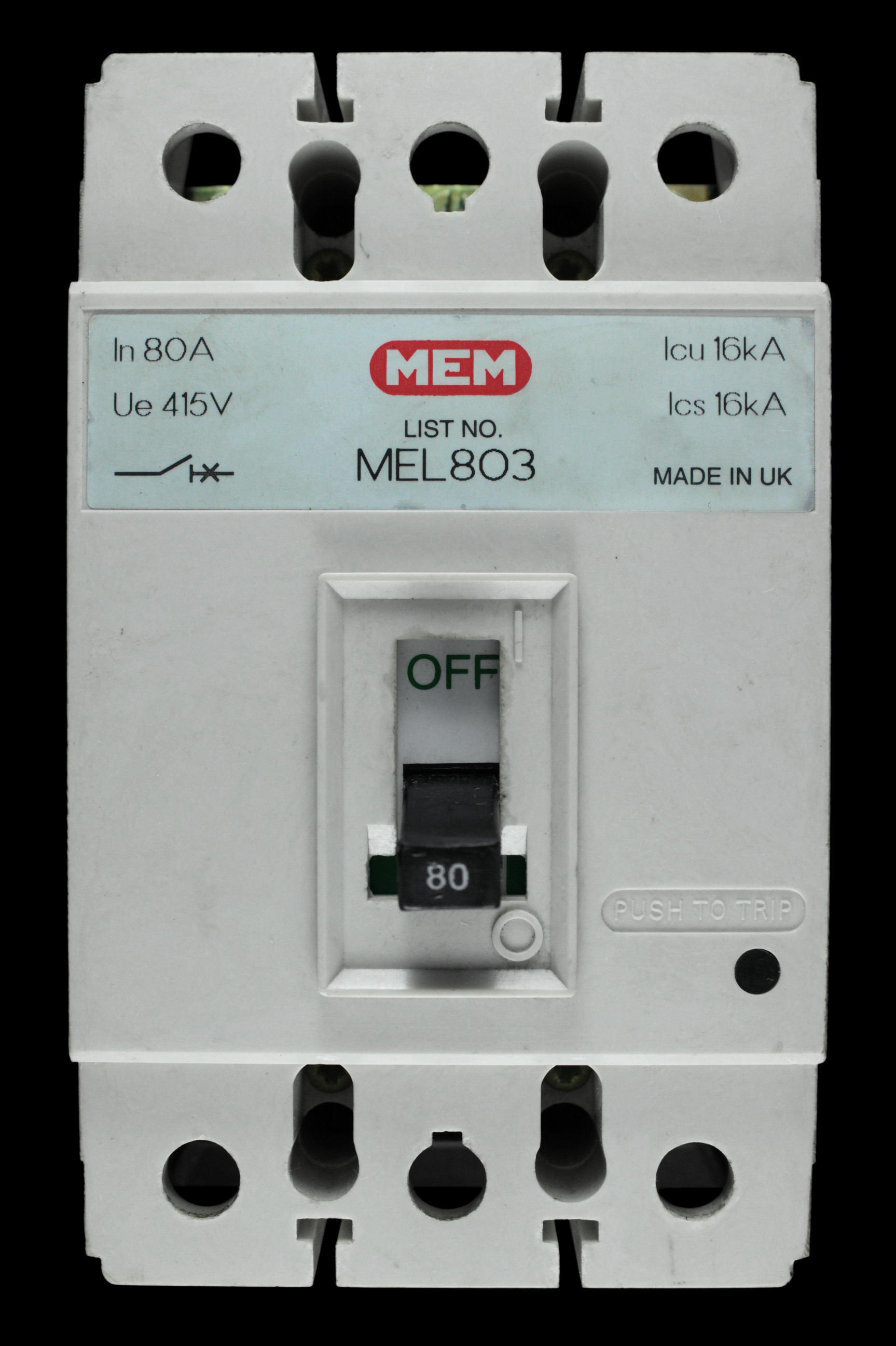 MEM 80 AMP 16kA TRIPLE POLE MCCB MEL803 New | Circuit Breaker Specialists
