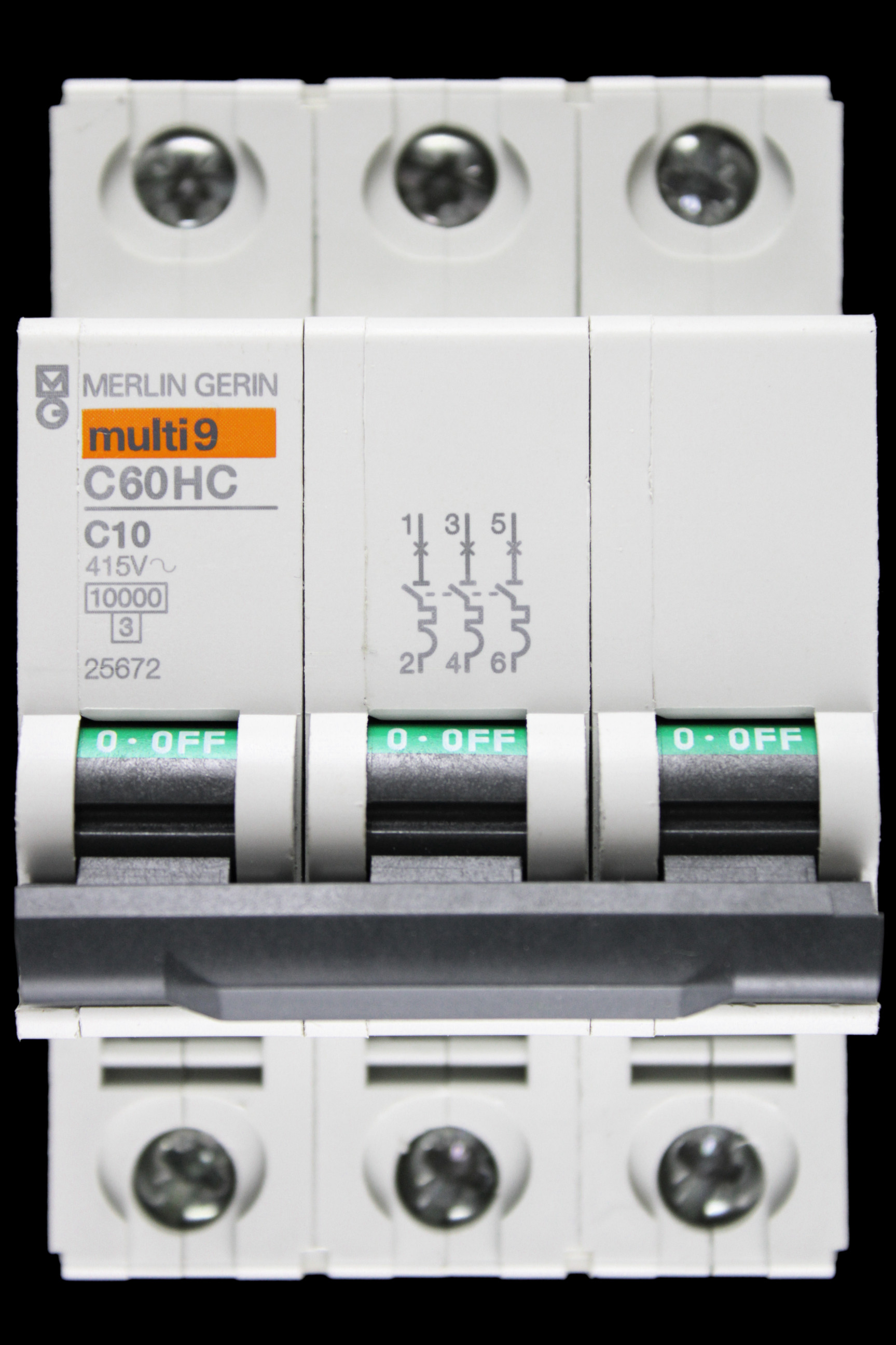 MERLIN GERIN 10 AMP CURVE C 10kA TRIPLE POLE MCB CIRCUIT BREAKER C60HC 25672 Used | Circuit ...