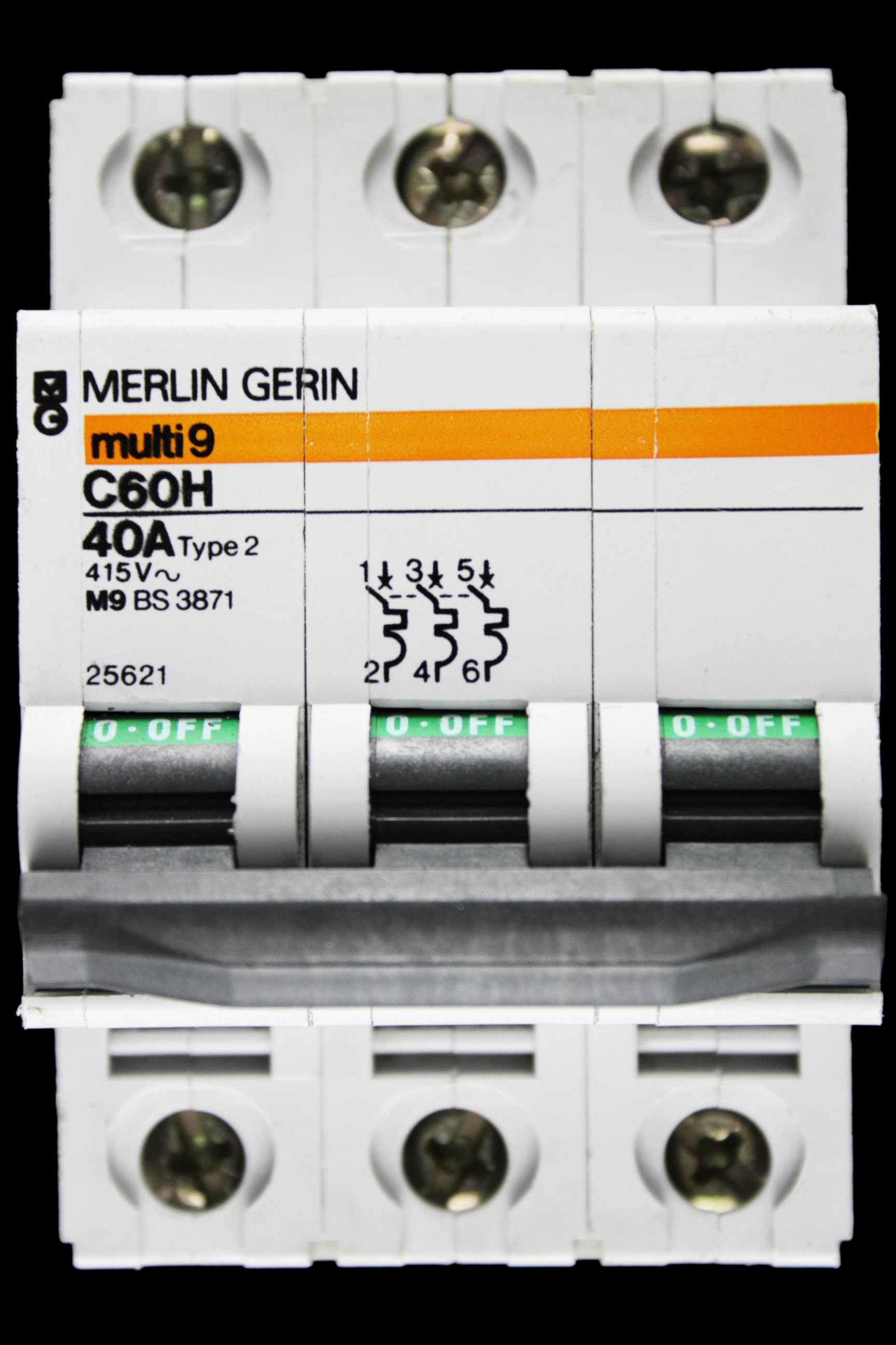 MERLIN GERIN 40 AMP TYPE 2 M9 TRIPLE POLE MCB CIRCUIT BREAKER C60H 25621 MULTI9 Used | Circuit ...