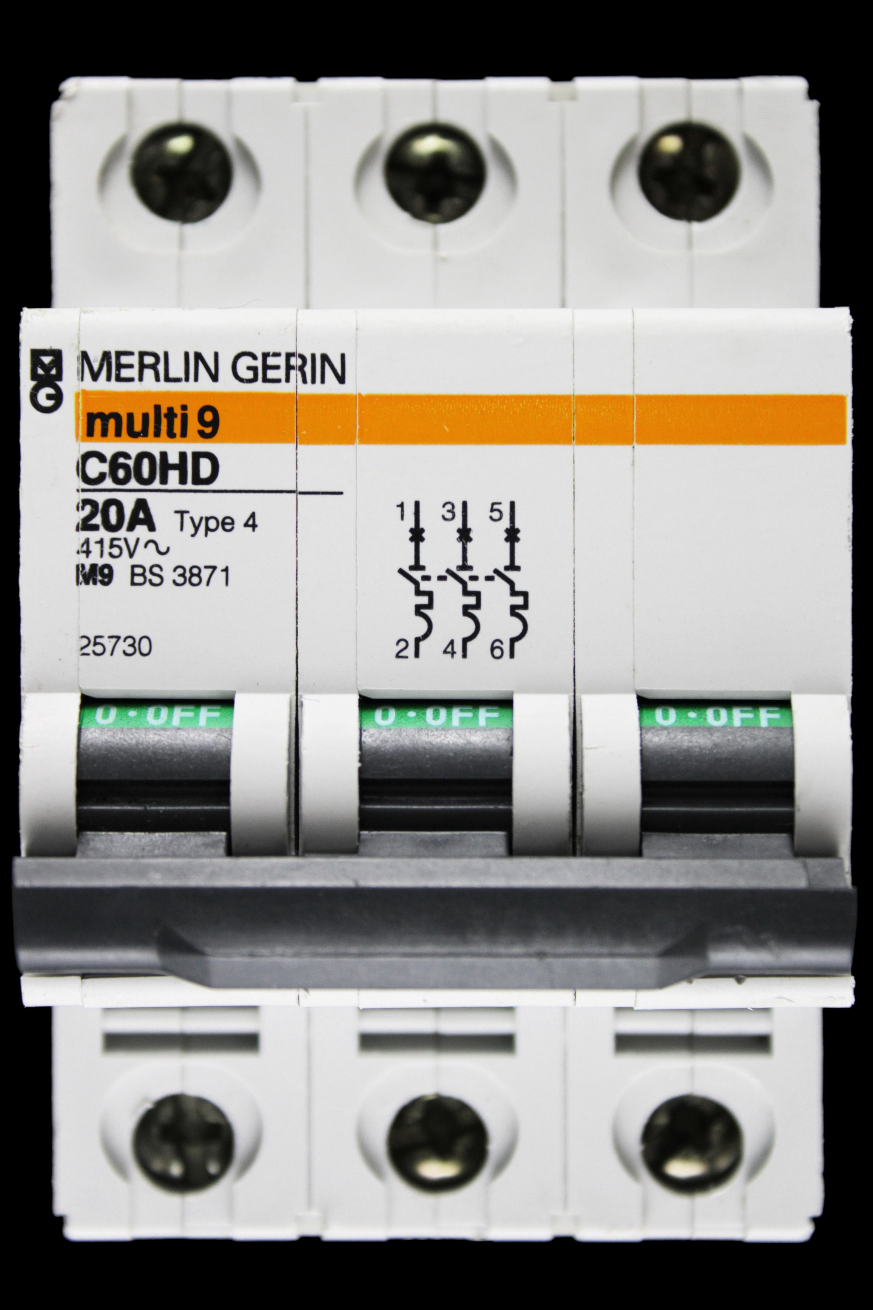MERLIN GERIN 20 AMP TYPE 4 M9 TRIPLE POLE MCB CIRCUIT BREAKER C60HD 25730 MULTI9 Used | Circuit ...