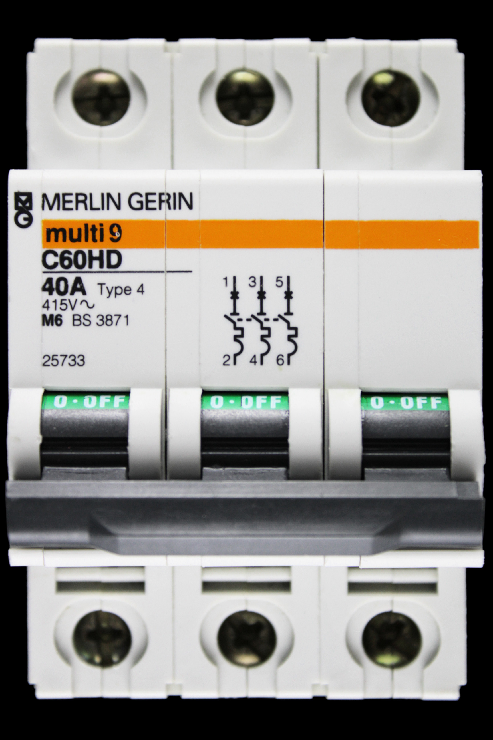 MERLIN GERIN 40 AMP TYPE 4 M6 TRIPLE POLE MCB CIRCUIT BREAKER C60HD 25733 MULTI9 Used | Circuit ...
