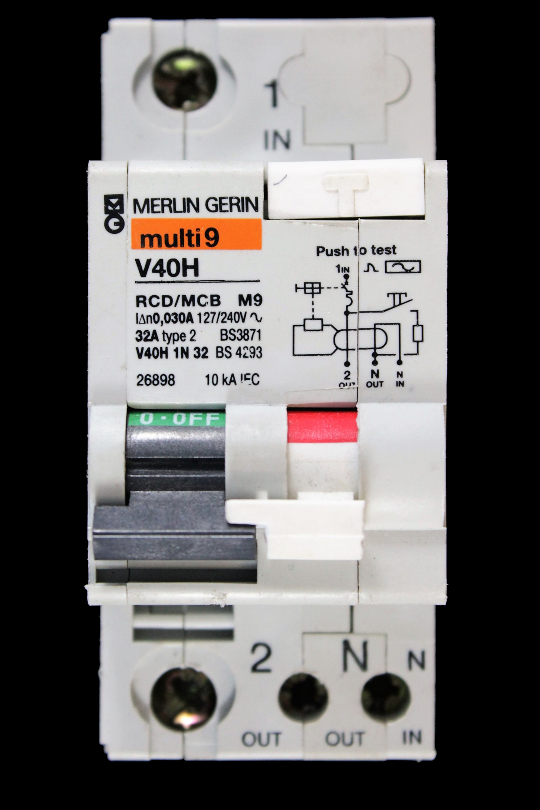 MERLIN GERIN 32 AMP TYPE 2 M9 30mA DOUBLE POLE RCBO RCD MCB TYPE AC ...