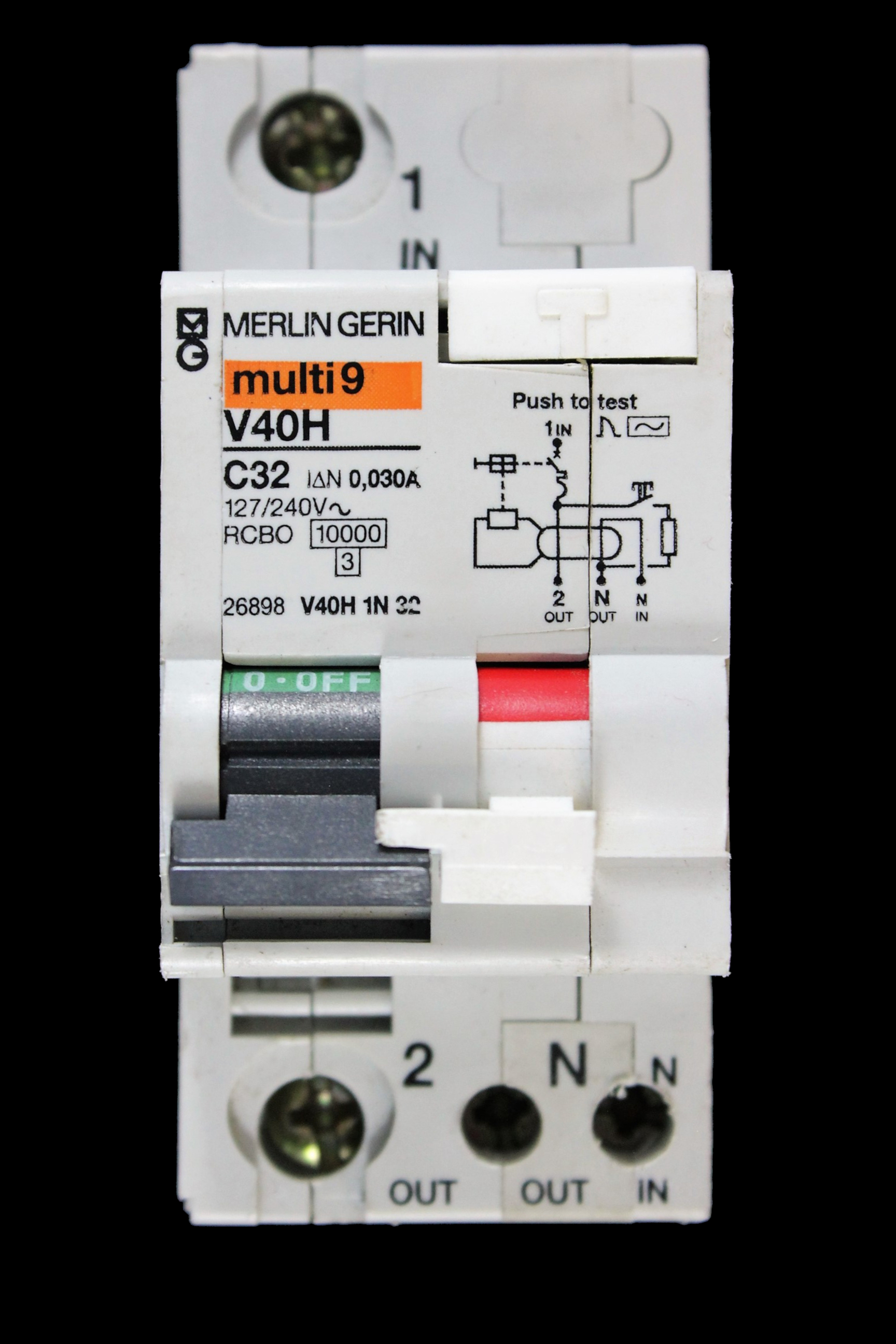 MERLIN GERIN 32 AMP CURVE C 10kA 30mA DOUBLE POLE RCBO TYPE AC 127V ...