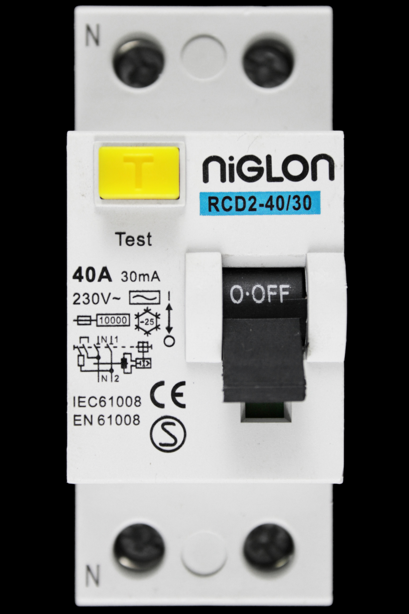 NIGLON 40 AMP 30mA DOUBLE POLE RCD TYPE AC RCD2-40/30 B Used | Circuit ...