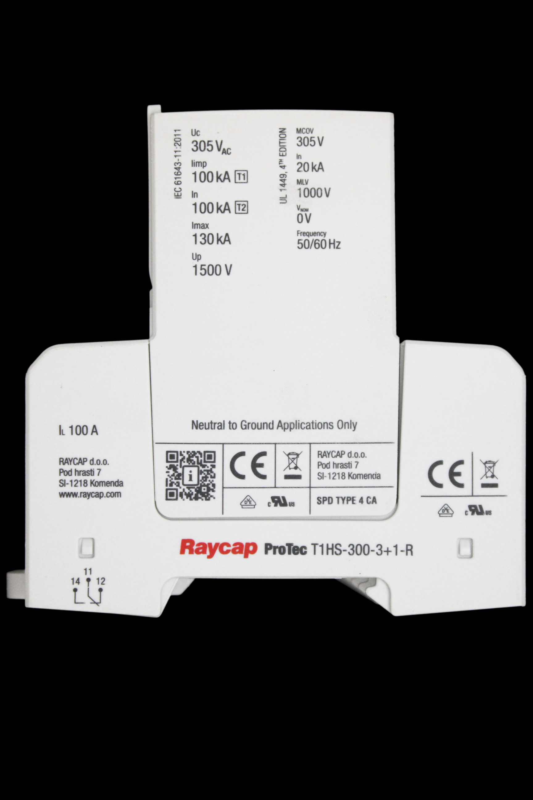 RAYCAP OVERVOLTAGE SURGE ARRESTER PROTEC T1HS-300-3+1-R 59.0307 New | Circuit Breaker Specialists