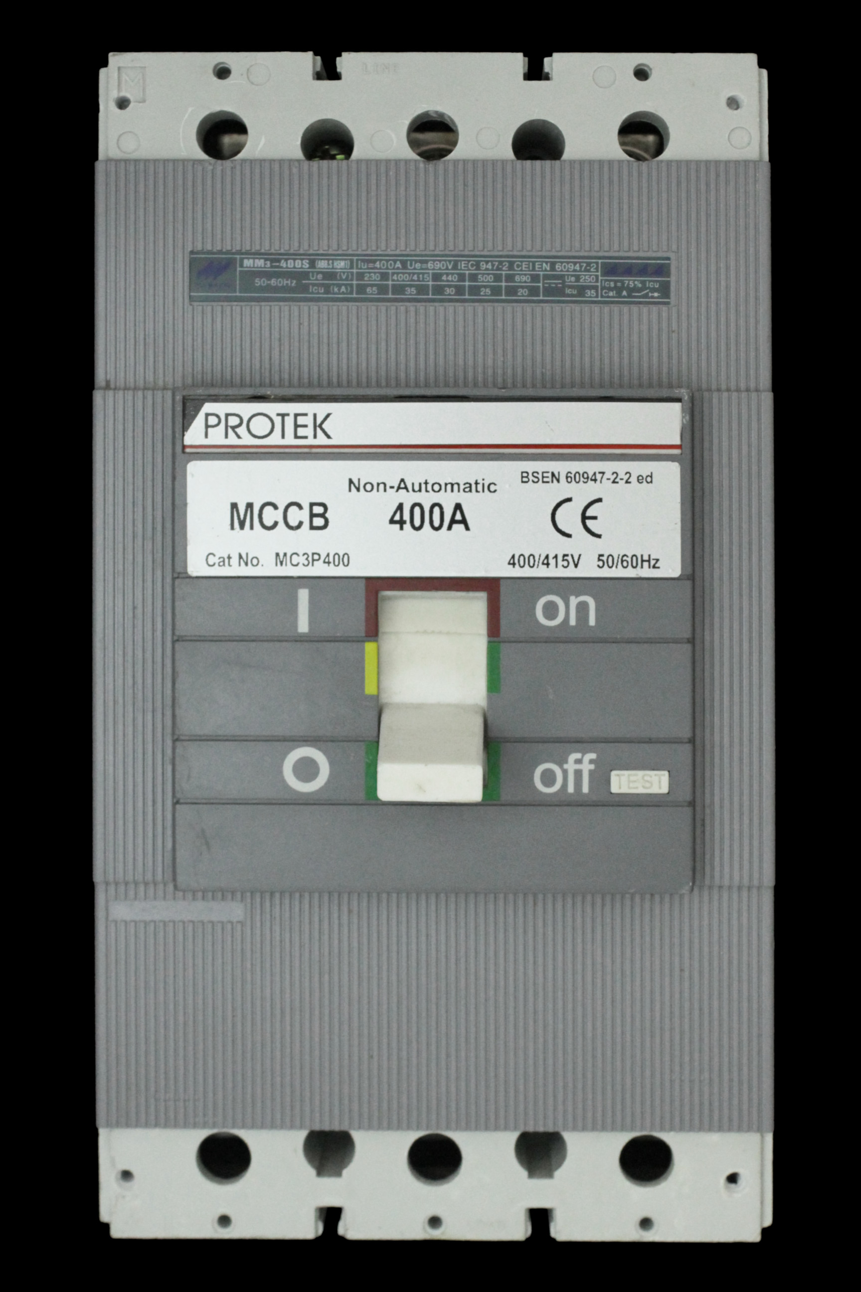 PROTEK 400 AMP 35kA TRIPLE POLE MCCB MC3P400 Used | Circuit Breaker Specialists