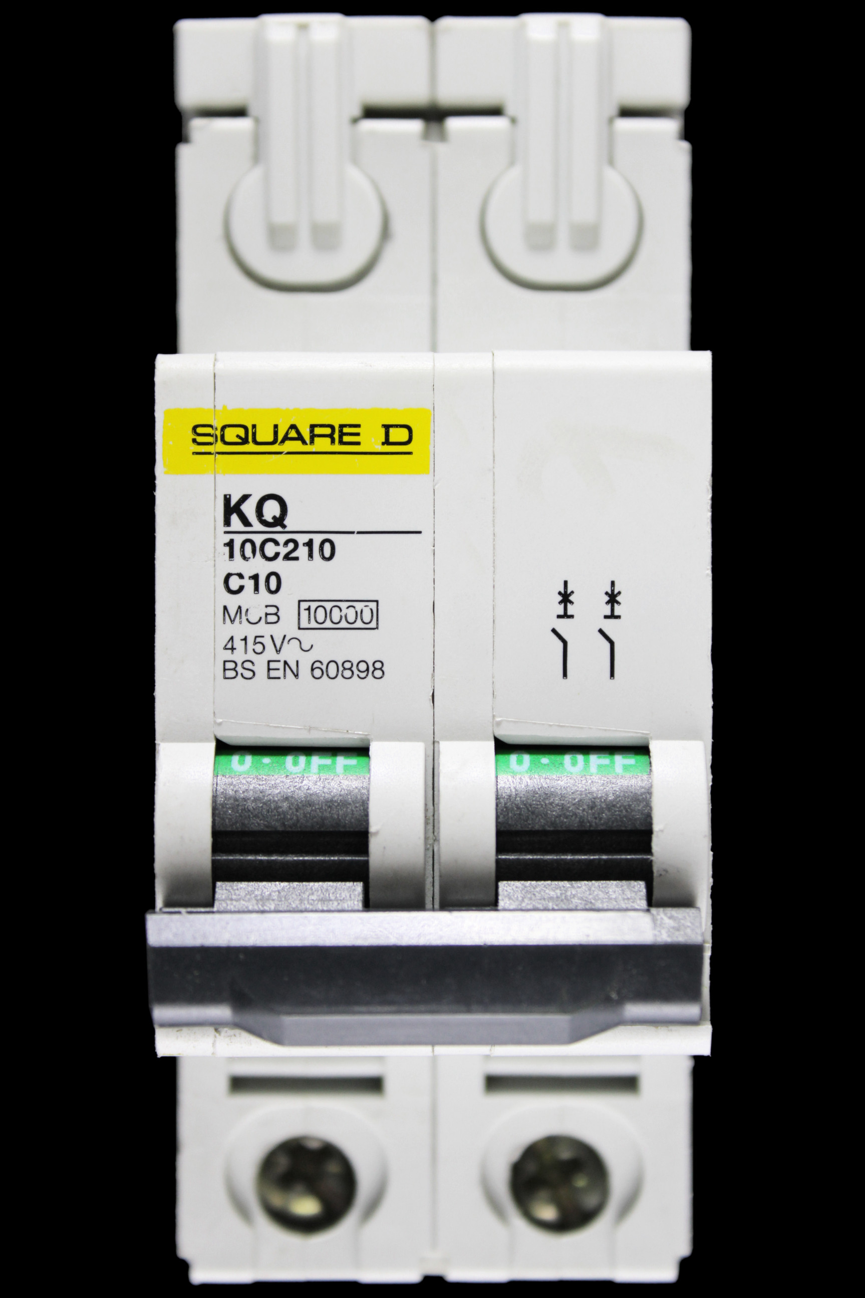 SQUARE D 10 AMP CURVE C 10kA DOUBLE POLE MCB CIRCUIT BREAKER KQ 10C210 Used | Circuit Breaker ...