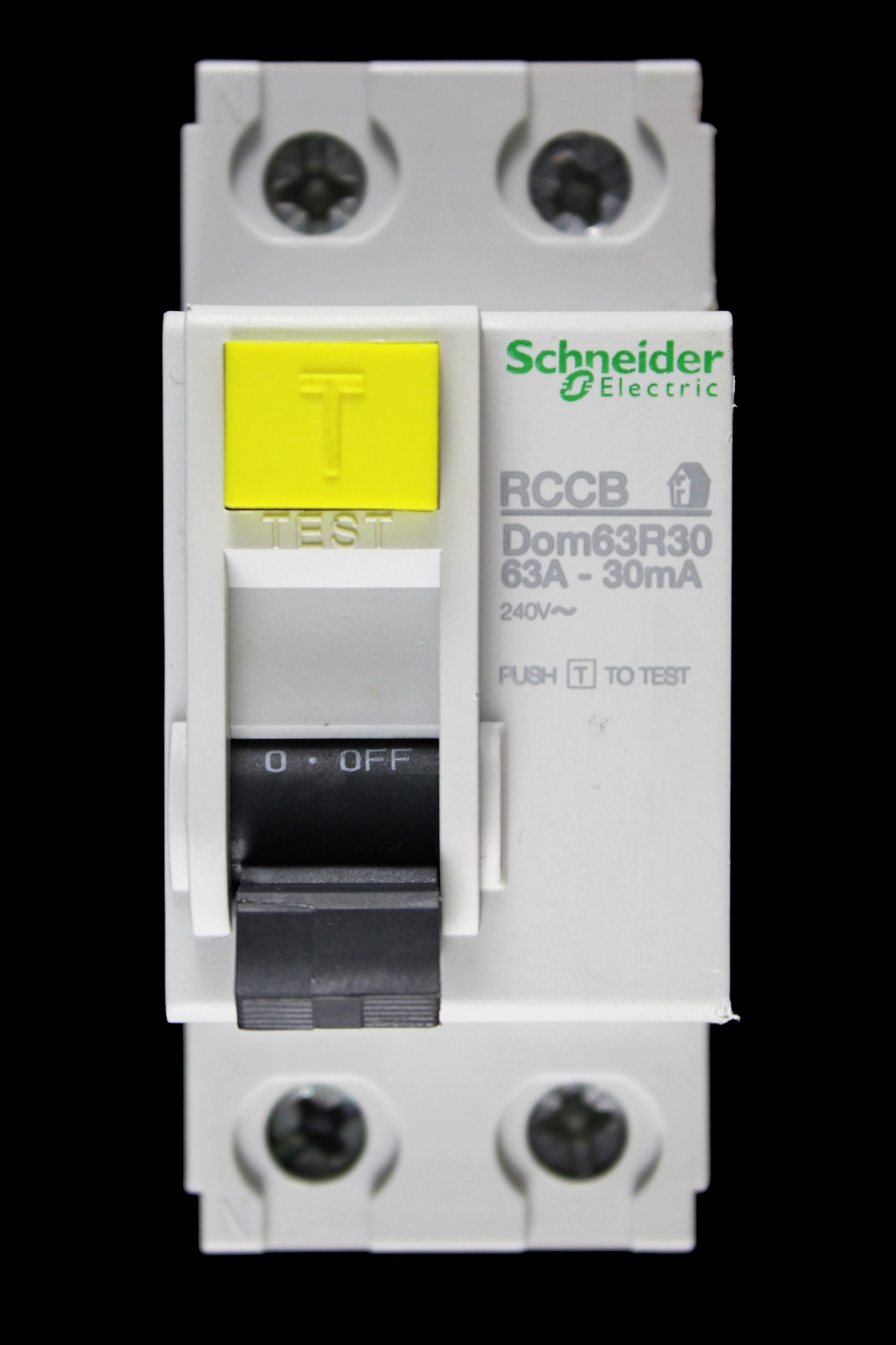 SCHNEIDER 63 AMP 30mA DOUBLE POLE RCCB RCD TYPE AC DOM63R30 Used ...