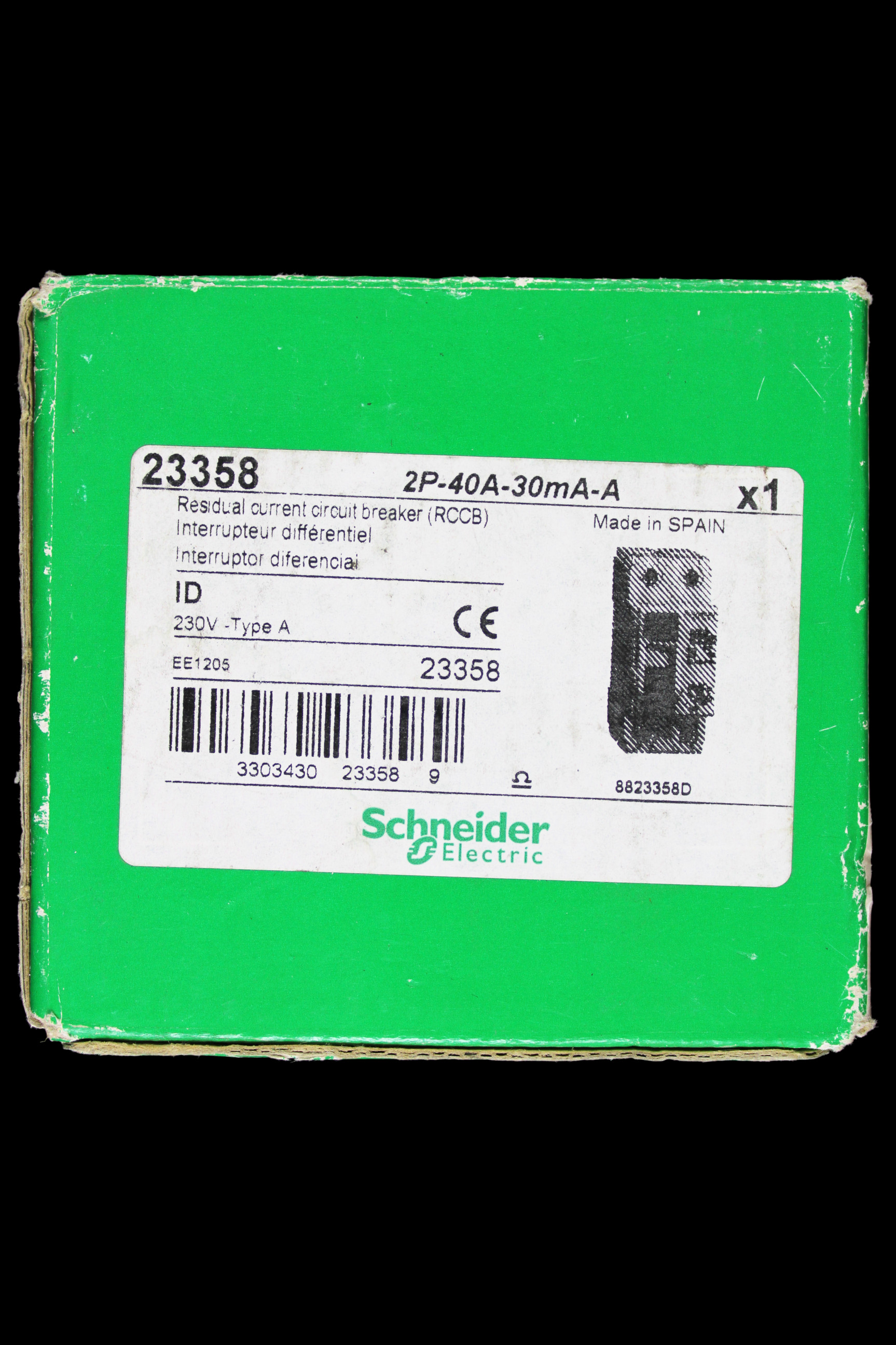SCHNEIDER 40 AMP 30mA DOUBLE POLE RCCB RCD TYPE A 23358 ID New ...