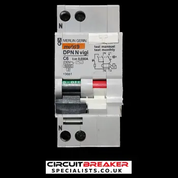 MERLIN GERIN 6 AMP CURVE C 6kA 30mA DOUBLE POLE RCBO TYPE AC DPN N VIGI ...