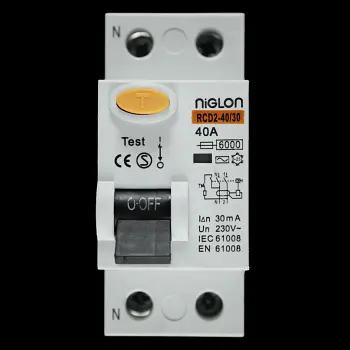 NIGLON 40 AMP 30mA DOUBLE POLE RCD TYPE AC RCD2-40/30 Used | Circuit ...