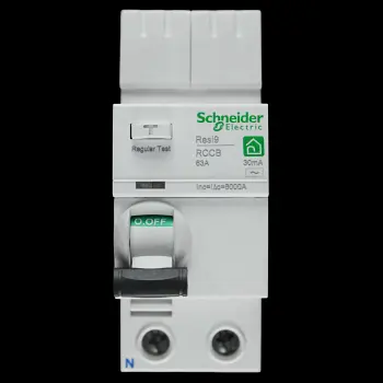 SCHNEIDER 63 AMP 30mA DOUBLE POLE RCCB RCD TYPE AC R9R81263 RESI9 Used ...