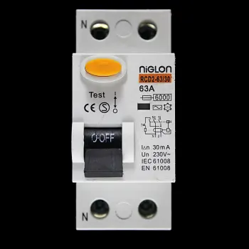NIGLON 63 AMP 30mA DOUBLE POLE RCCB RCD TYPE AC RCD2-63/30 Used ...
